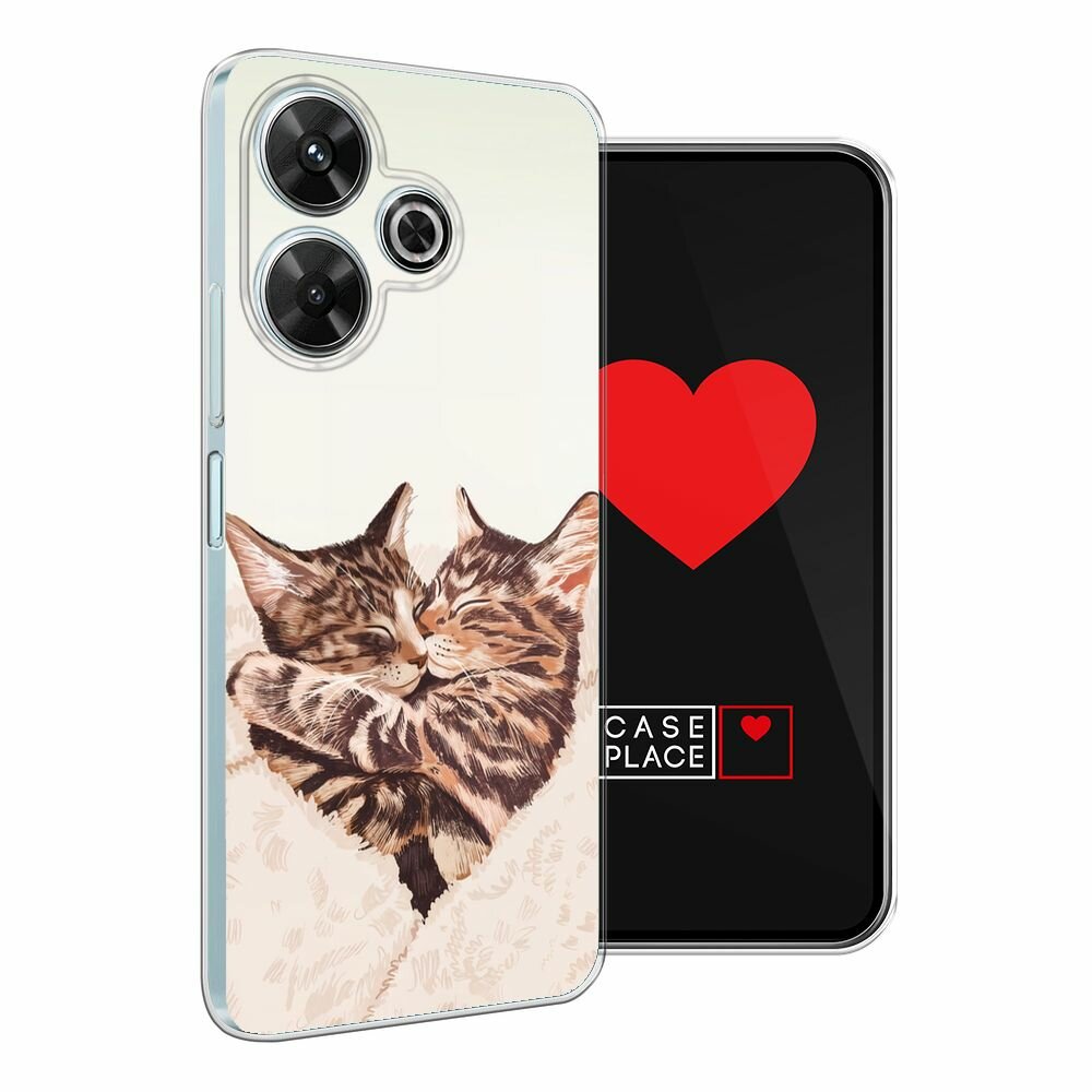 Чехол на Xiaomi Redmi Note 13R/Redmi 13/Poco M6 4G/M6 Plus с принтом "Влюбленные котейки - 14 февраля" — фото 1