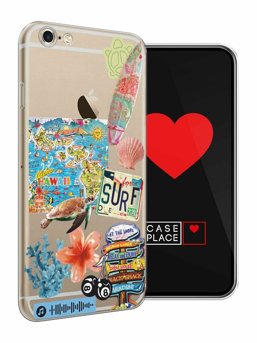 Чехол на Apple iPhone 6 Plus/6S Plus / Айфон 6 Плюс/Айфон 6С Плюс с принтом "Summer collage", прозрачный — фото 1