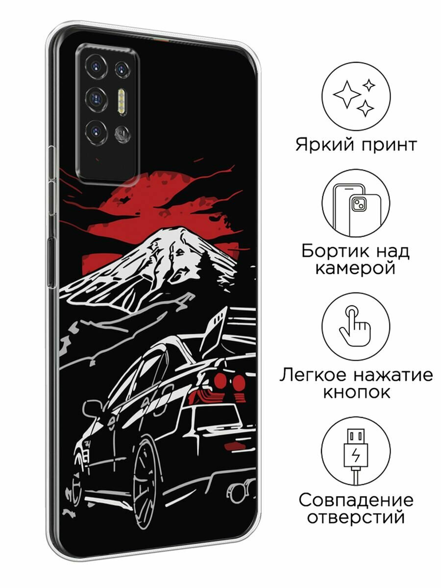 Чехол на Tecno Pova 2 / Текно Пова 2 с принтом "Машина в горах JDM" — фото 1
