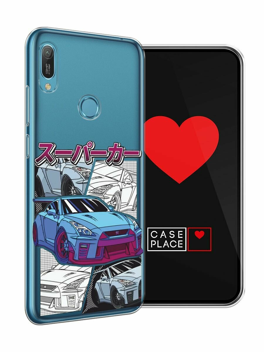 Чехол на Honor 8A/8A Pro/Huawei Y6s/Y6 2019 / Хонор 8А с принтом "JDM коллаж", прозрачный — фото 1