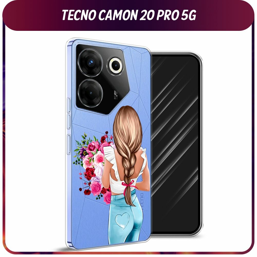 Чехол на Tecno Camon 20 Pro 5G / Текно Камон 20 Про 5G с принтом "Букет для девушки", прозрачный