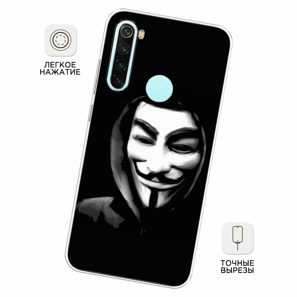 Чехол на Xiaomi Redmi Note 8 / Сяоми Редми Нот 8 с принтом "Анонимус" — фото 1