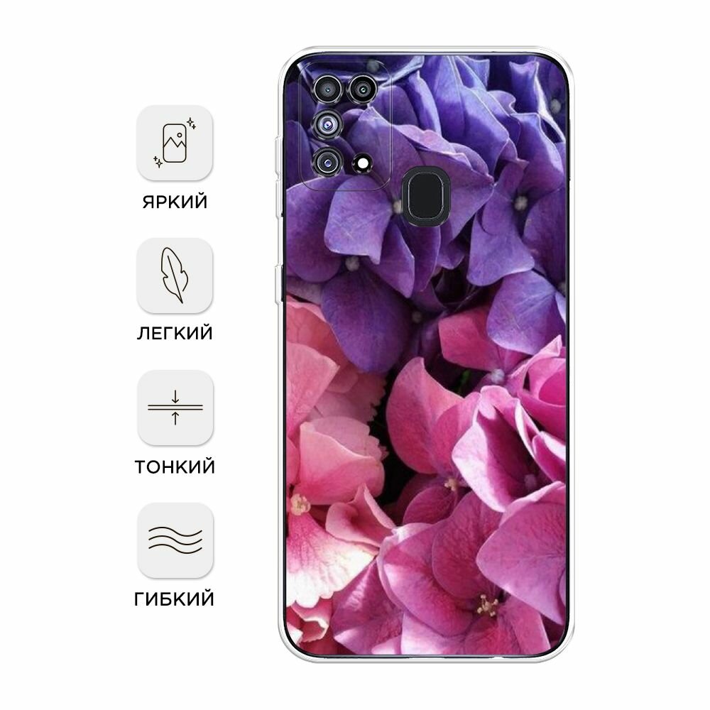 Чехол на Samsung Galaxy M31 / Самсунг Галакси М31 с принтом Гортензии — фото 1