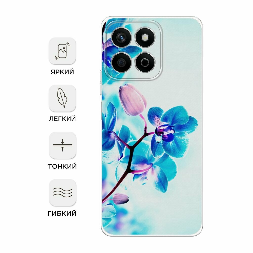 Силиконовый чехол на Honor X7c / Хонор X7c с принтом "Голубая орхидея" — фото 1
