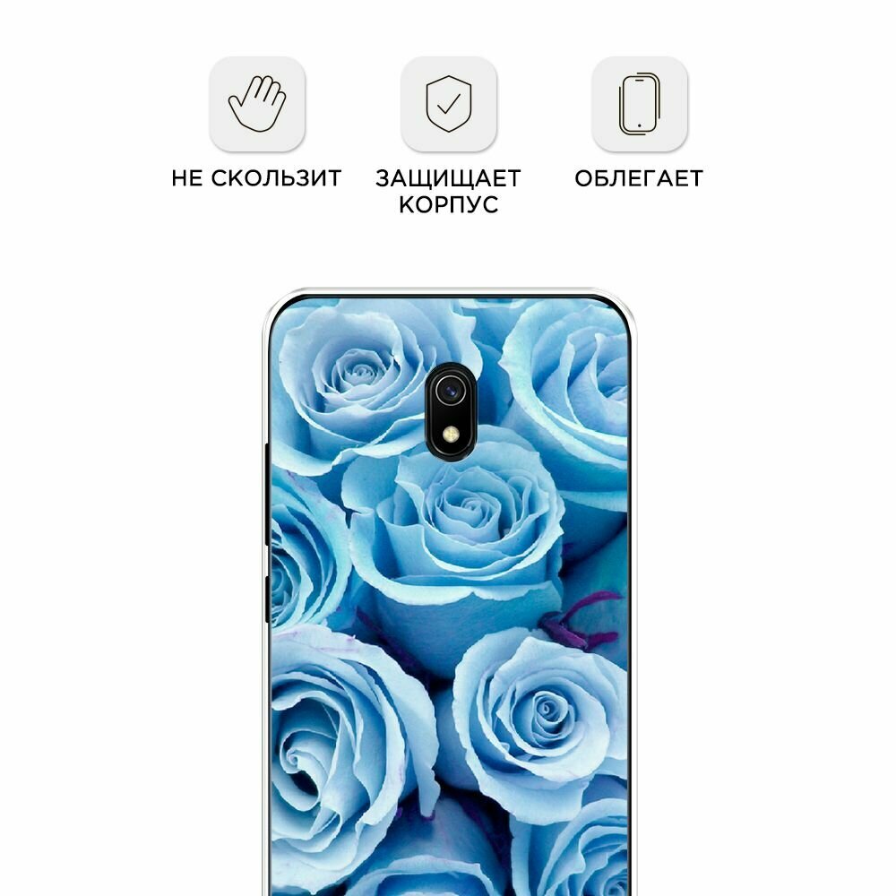 Чехол на Xiaomi Redmi 8A / Сяоми Редми 8А с принтом Лазурные розы — фото 1