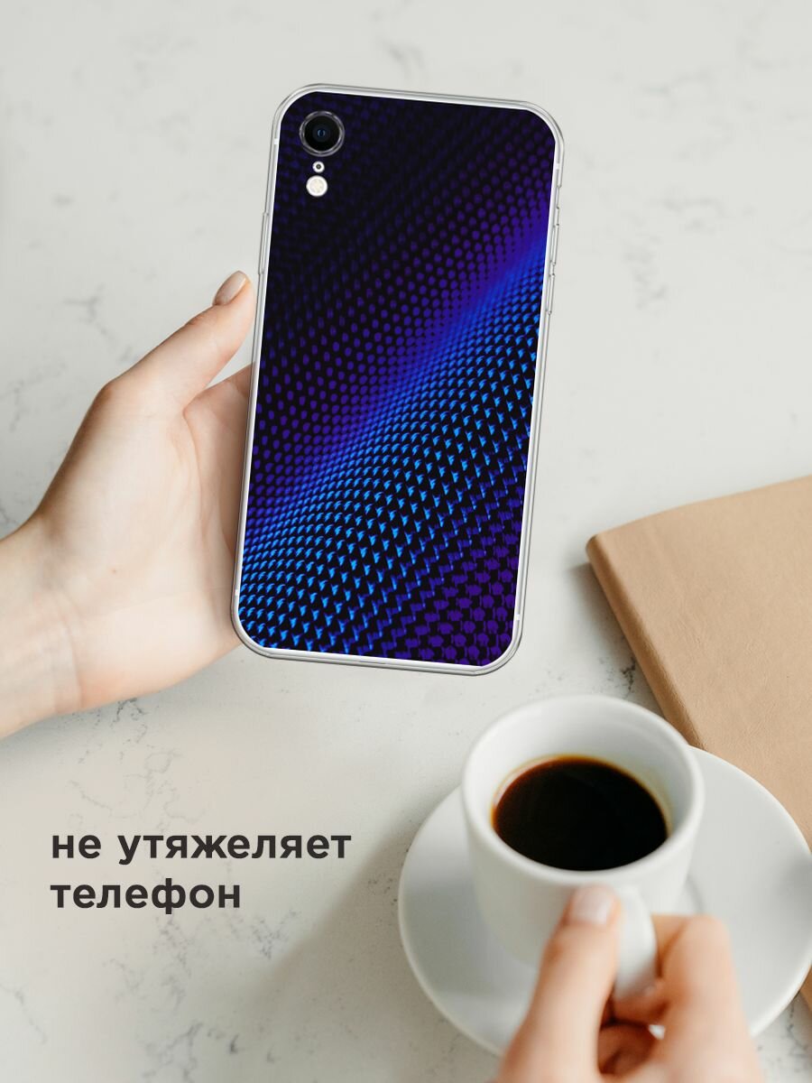 Чехол на Apple iPhone XR / Айфон XR с принтом "Синий карбон" — фото 1