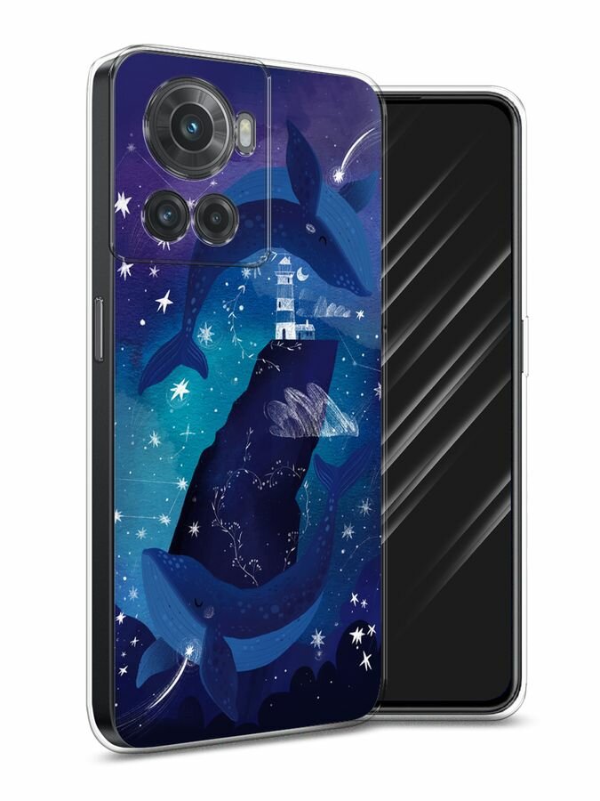 Чехол на OnePlus 10R/Ace / Ван Плас 10R/Ace с принтом "Ночные киты"