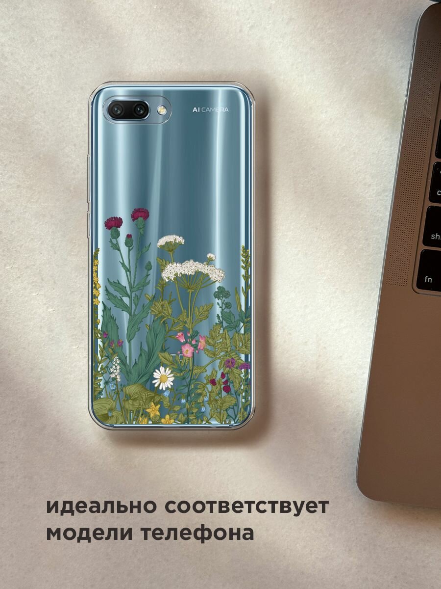 Чехол на Honor 10 / Хонор 10 с принтом "Дикие полевые цветы", прозрачный — фото 1