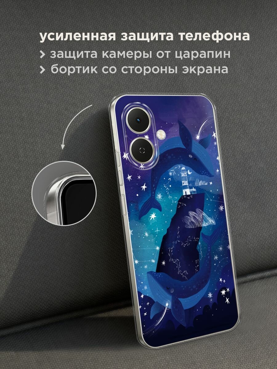 Чехол на Tecno Spark Go 2 / Текно Спарк Го 2 с принтом "Ночные киты" — фото 1