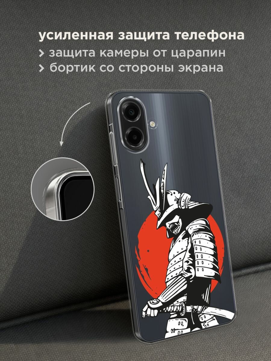 Чехол на Samsung Galaxy A07 / Самсунг А07 с принтом "Самурай с катаной", прозрачный — фото 1