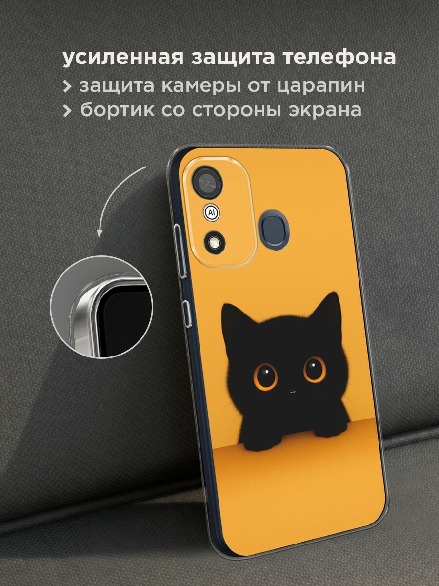 Силиконовый чехол на Itel A27 / Ител А27 с принтом "Контрастный котик" — фото 1