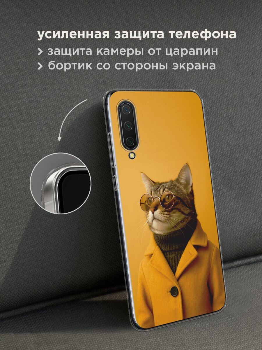 Чехол на Xiaomi Mi CC9/A3 Lite/9 Lite / Сяоми Mi CC9/A3 Lite/9 Lite с принтом "Деловой кот в пальто" — фото 1
