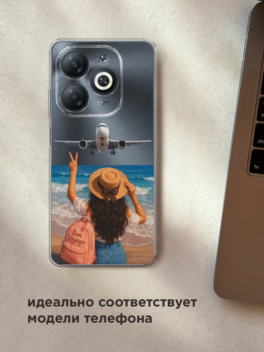 Чехол на Infinix Smart 8 Plus / Инфиникс Смарт 8 Плюс с принтом "Bon Voyage", прозрачный — фото 1
