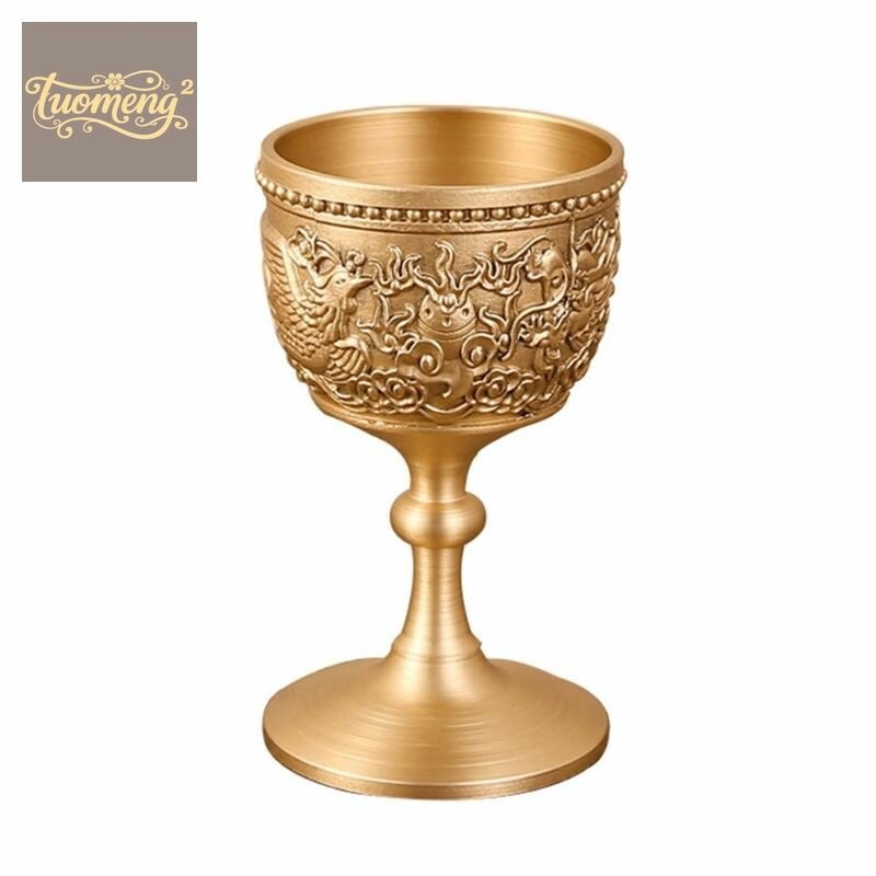 (1 шт.) Бокал для вина из чистой меди с драконом и фениксом