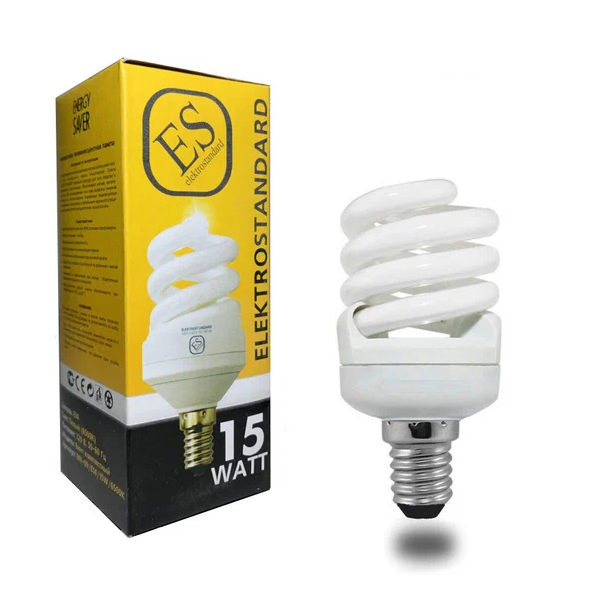 Лампа энергосберегающая люминесцентная ES, E14 15W 6700K винт компактный