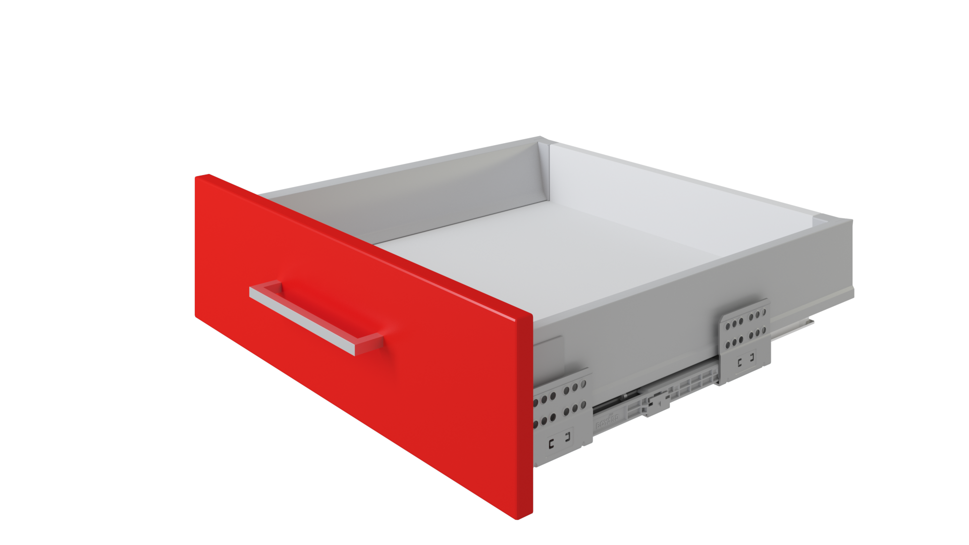 Выдвижной ящик BOYARD START SOFT, серый, сталь и пластик, нагрузка до 30кг. Длина 350 мм, Высота 86 мм/ с 1 рейлингом. SB08GR.1/350