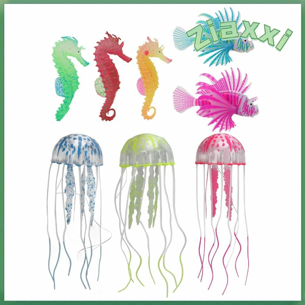 Светящиеся фигурки аквариума, интересные игрушки для рыб, безопасный силикон