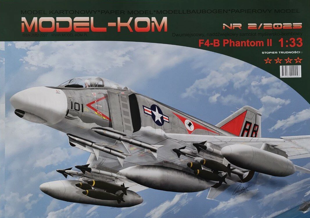 Сборная бумажная модель Истребитель F4-B Phantom II - MODEL-KOM №2/25 (журнал)
