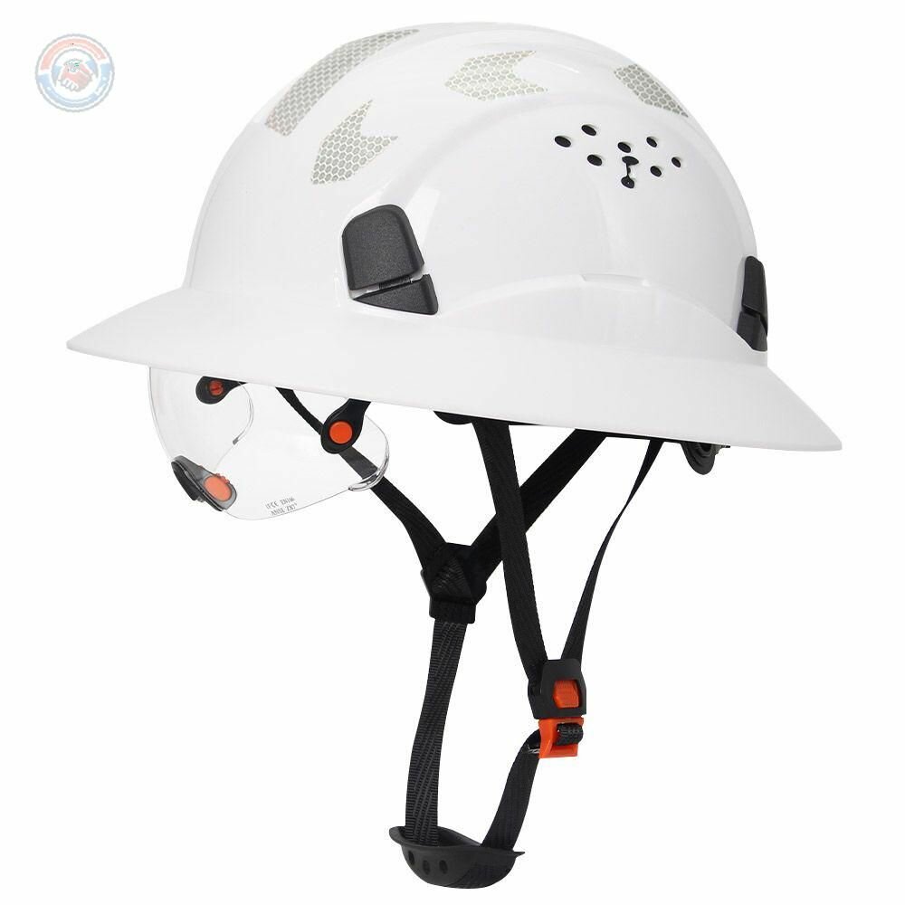 Строительная каска с полными полями, защита от солнца и дождя, регулируемый размер 52-63 см, сертифицированная HDPE-шлем для строительства, фабрики, горного дела и повседневной работы