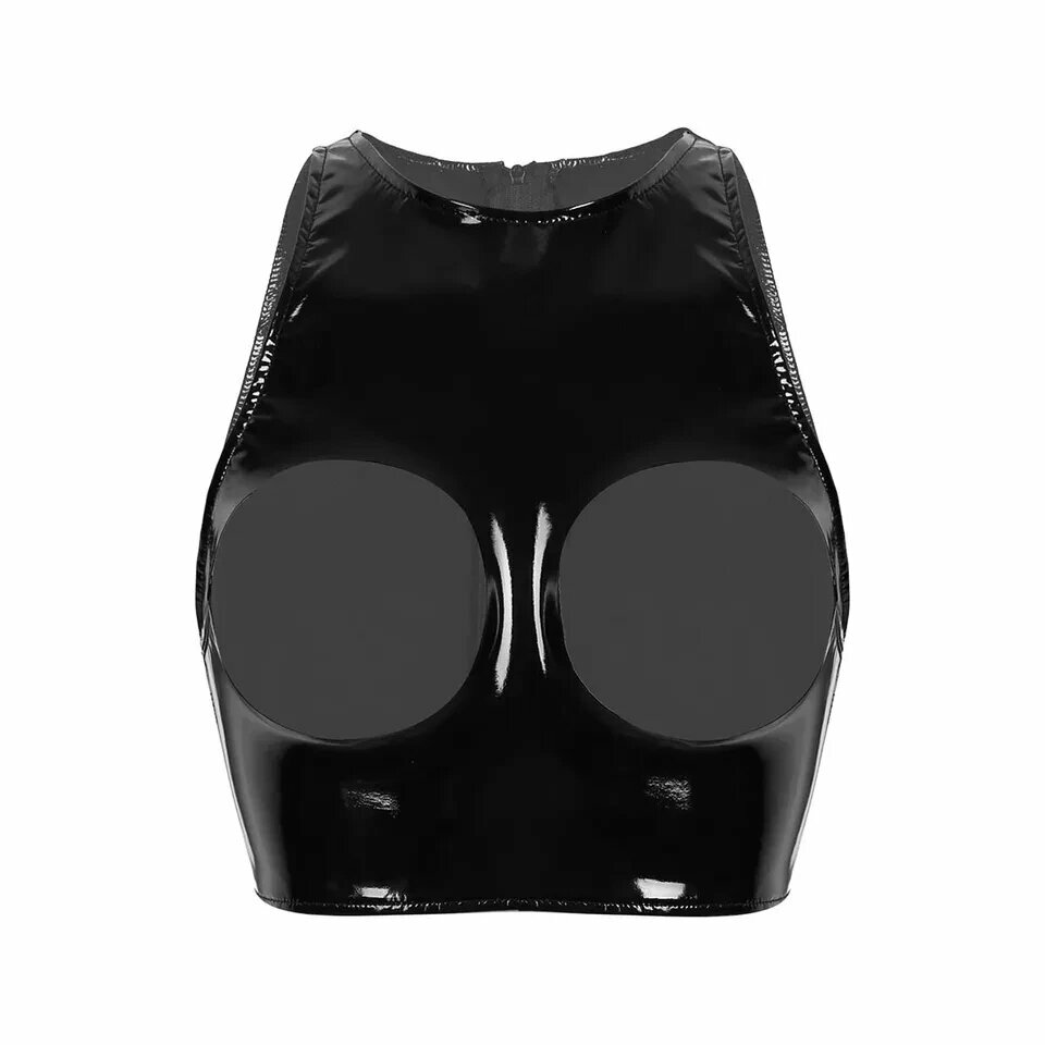 Женский сексуальный глянцевый кожаный бюстгальтер, ажурный женский бюстгальтер с открытой чашкой, М