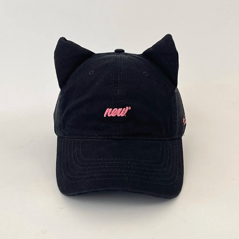 Новая модель 2025 года! Женская бейсболка с трехмерными кошачьими ушками, вышитыми буквами, фуражка в корейском стиле, повседневная и универсальная шляпа от солнца.