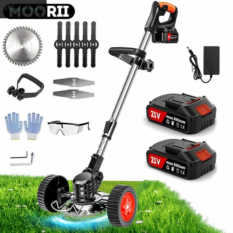 Триммер-газонокосилка аккумуляторный (21В, Li-ion аккумулятор 2шт, колеса)11