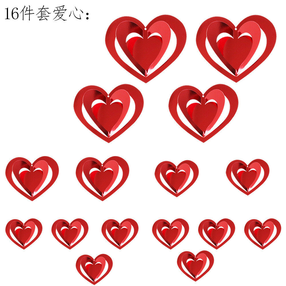 Декоративные бумажные подвески сердце и звезда красное золото для праздничных мероприятий комплект сердце красное