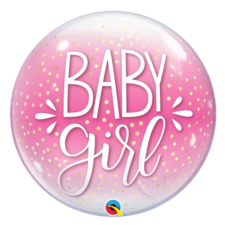 Воздушный шар КНР bubble 22" baby girl конфетти, фольгированный