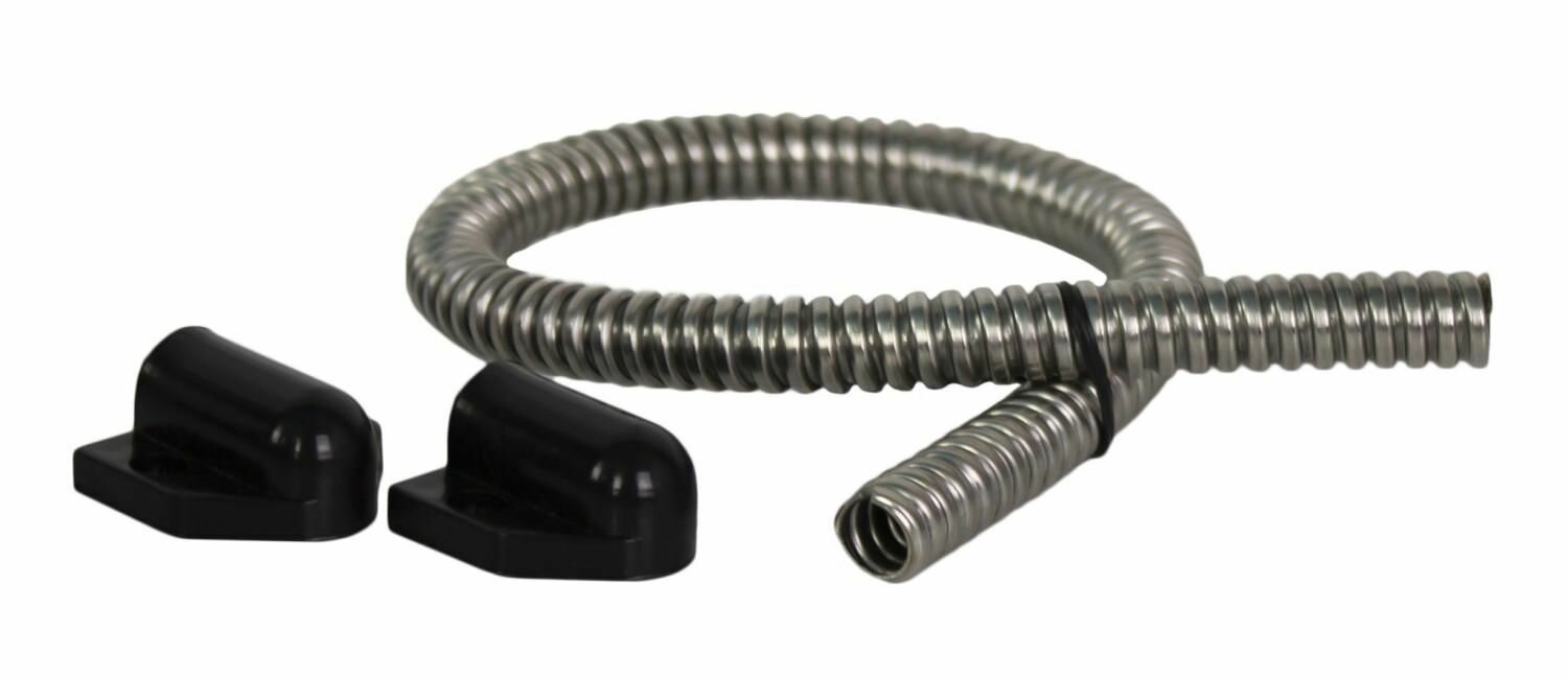 Гибкий переход для провода (d 10 zinc+black). На эл/мех замок. Внутренний диаметр 10мм, длина 400мм, оцинкованная сталь.