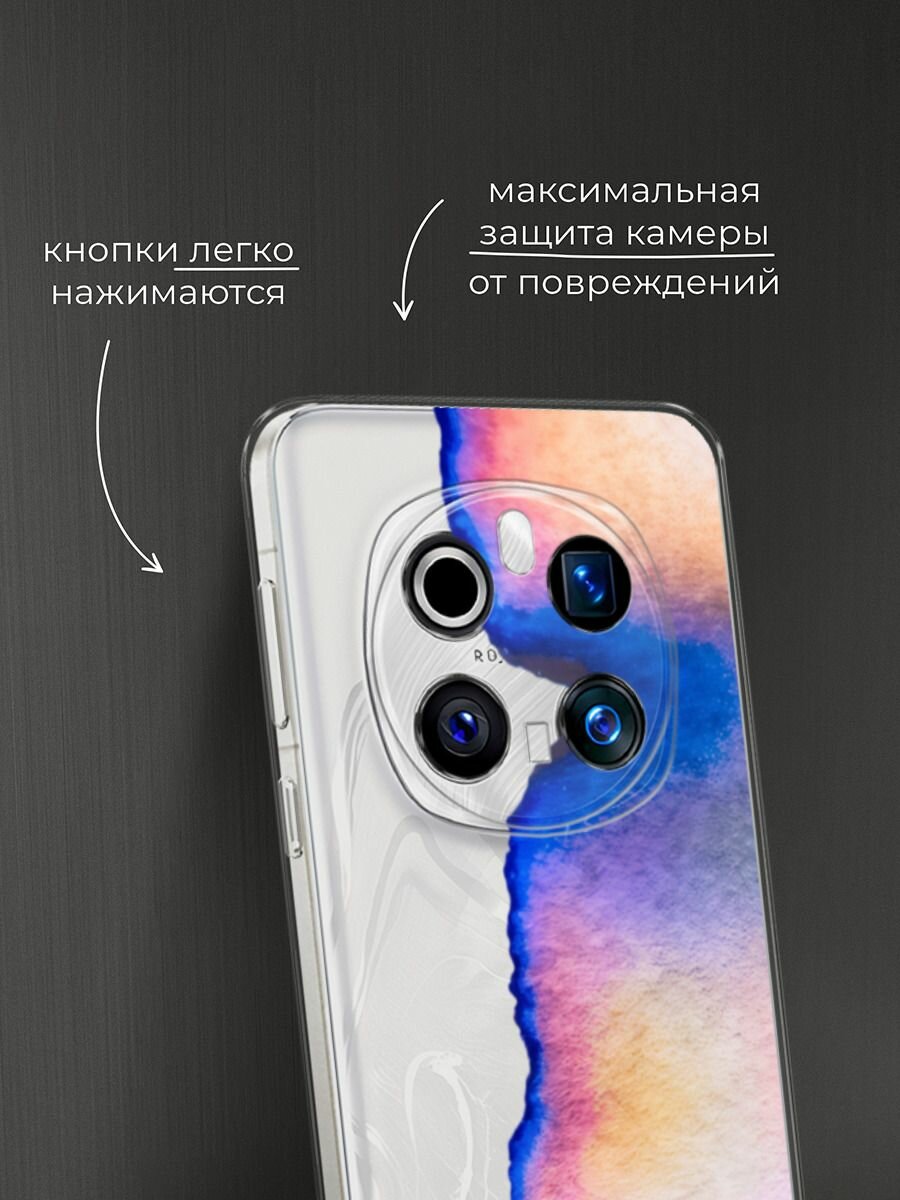 Чехол на Honor Magic 7 Pro / Хонор Мэджик 7 Про с принтом Синяя акварель, прозрачный — фото 1