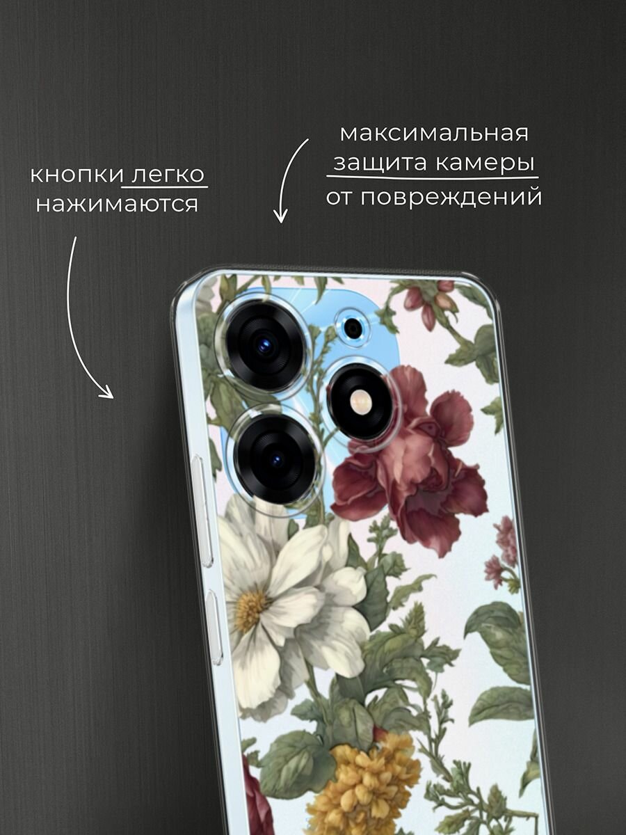 Чехол на Tecno Spark 10 Pro / Текно Спарк 10 Про с принтом Акварельные цветы 2 — фото 1