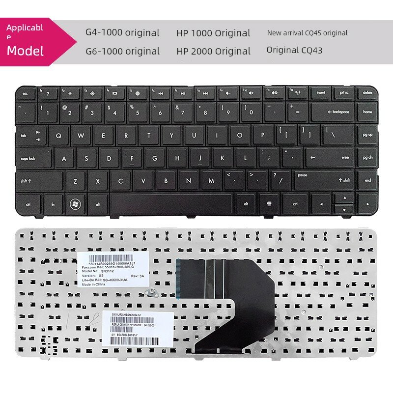 Подходит для клавиатур HP CQ40, CQ45, CQ41, CQ43, G4, G6, 1000, 2000, CQ32, G42, CQ510 Оригинальная модель клавиатуры