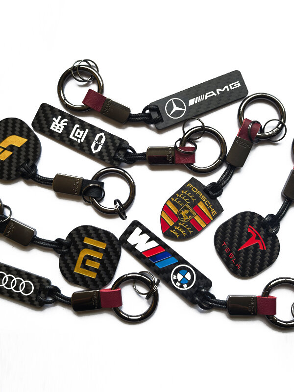 Брелок для ключей из настоящего карбона с защитой от потери для Mercedes-Benz, BMW, Audi, Porsche, Xiaomi, Tesla