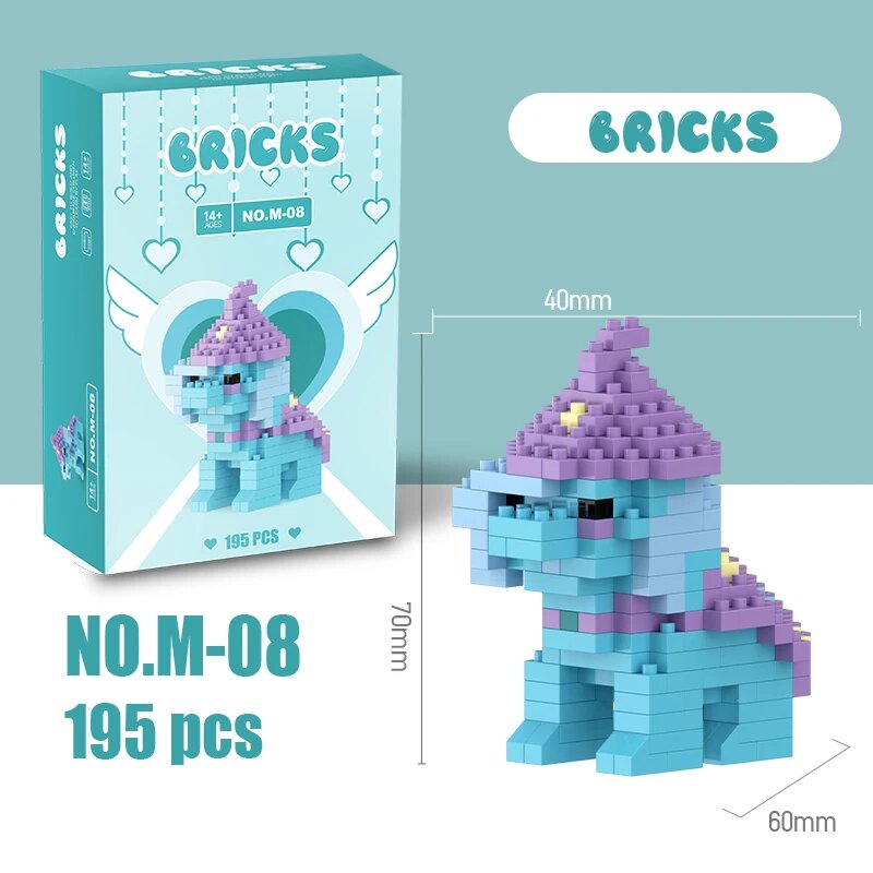 Конструктор BRICKS, единорог, 195 деталей, M08