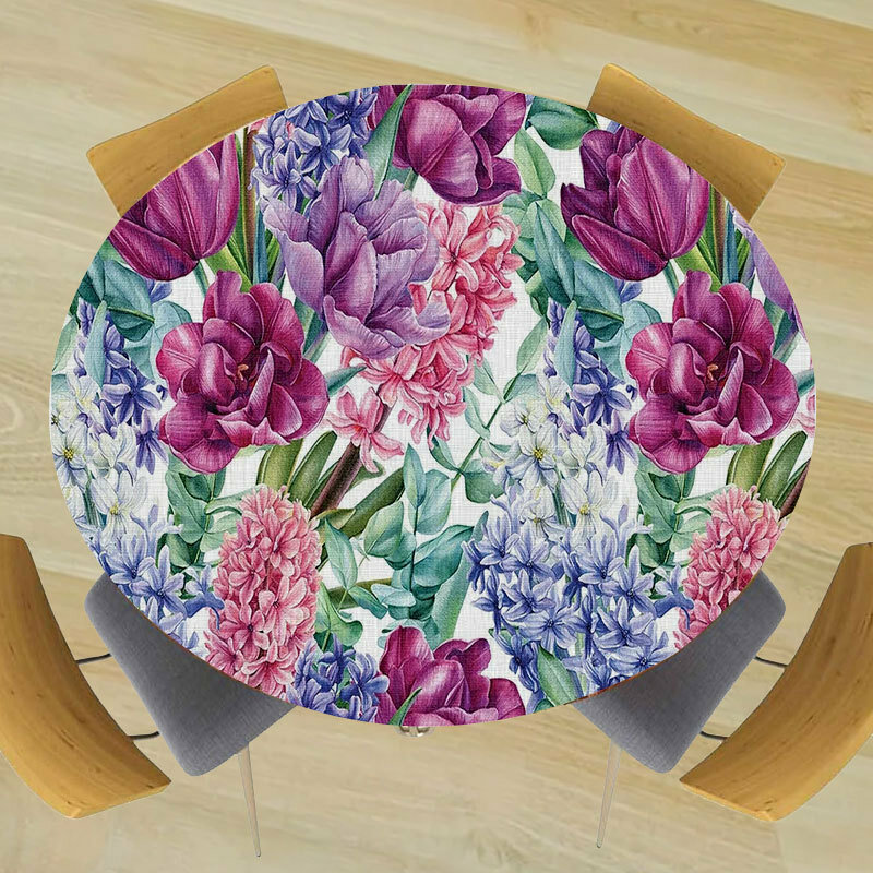 Современная простая скатерть из полиэстера и льна, круглая, для гостиной, кофейного стола, теплоизоляционная подложка, односторонняя цифровая печать, устойчивая к пятнам и пыли