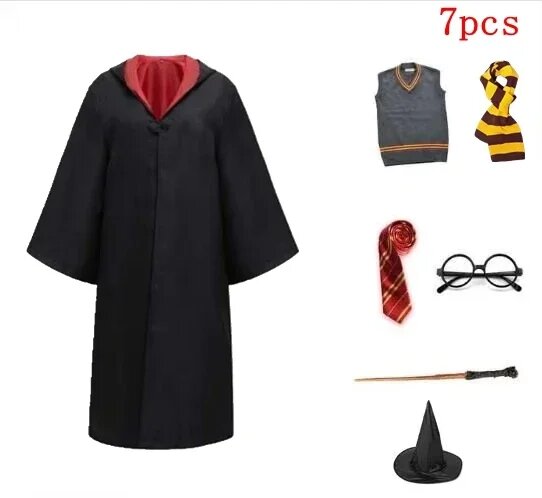 Костюм Гарри Поттера для взрослых и детей, комплект Гриффиндор S, 7pcs 1