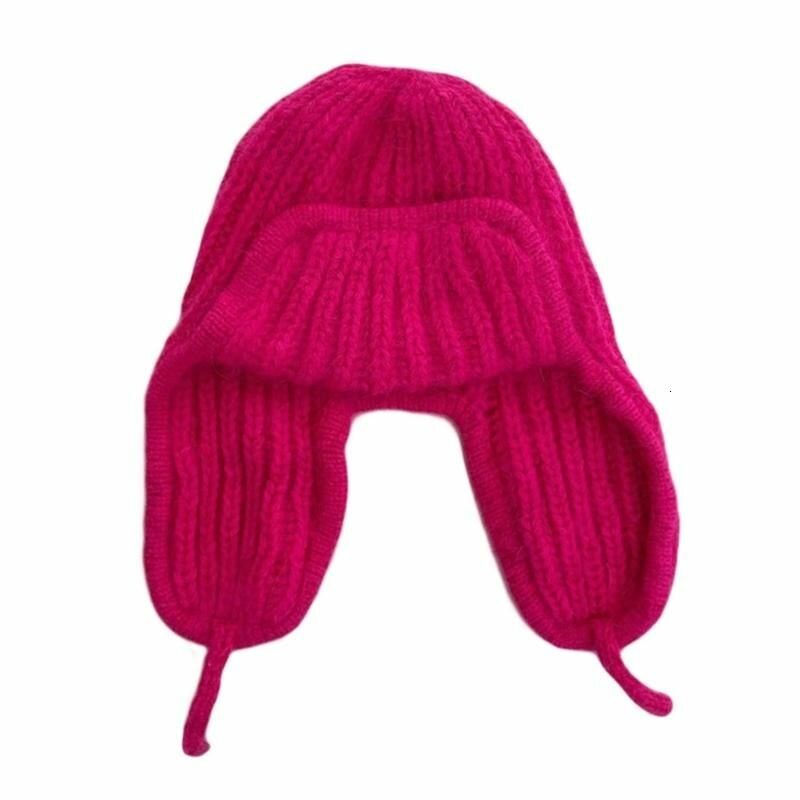 Шапка-ушанка для женщин, Розово-красный