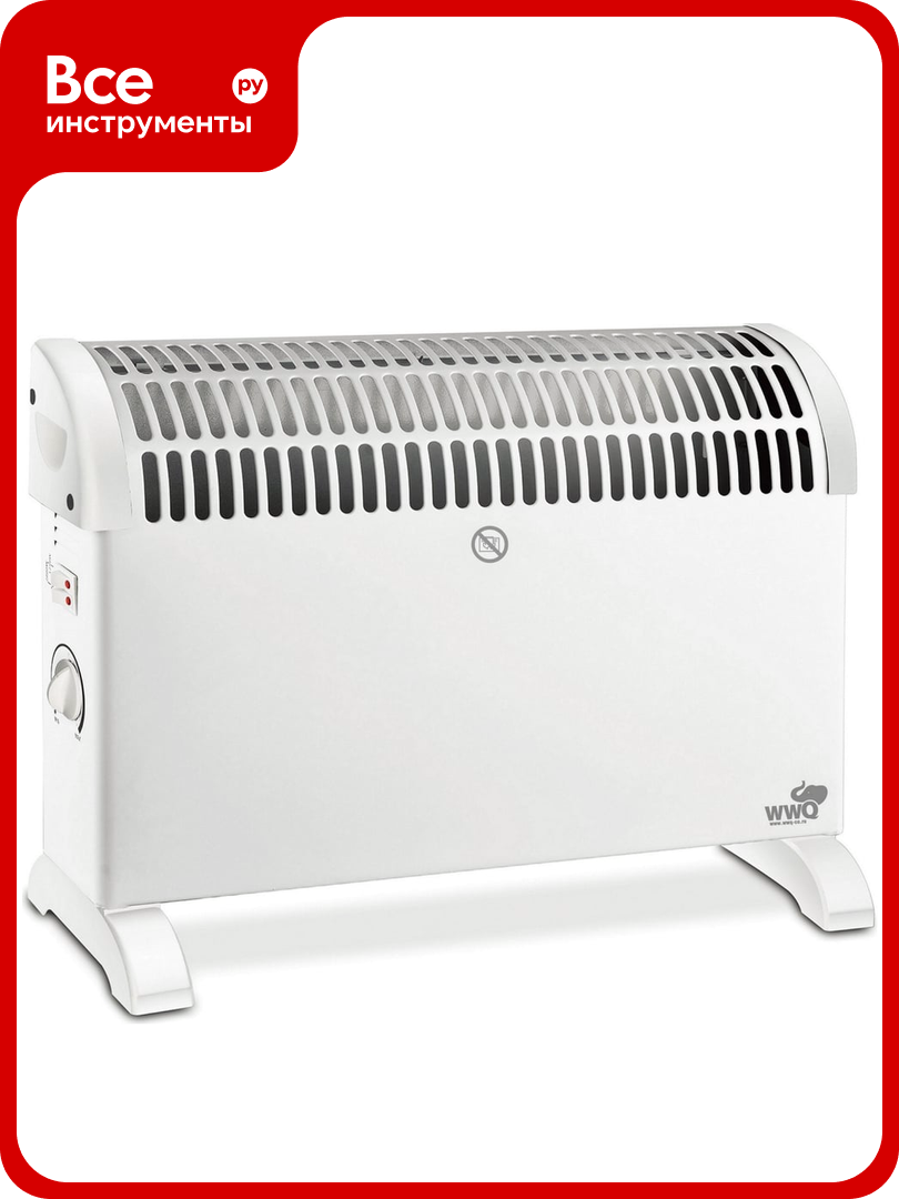 Электроконвектор WWQ KS-20 с защитой от перегрева, механическим термостатом, напольным креплением и белым корпусом