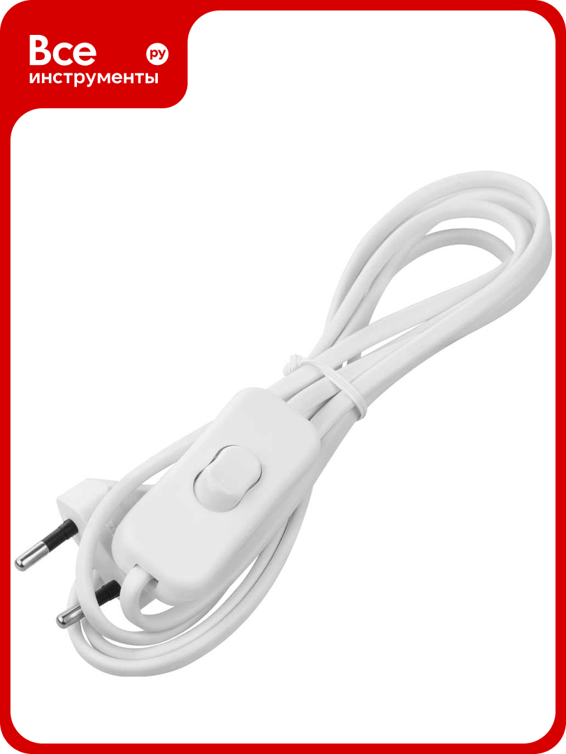 Шнур для БРА с выключателем TDM ELECTRIC ШВВП 2х0,5 мм2 1,8 м белый TDM SQ1305-1002