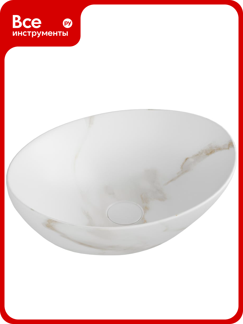 Раковина для ванной накладная Teymi Lori 40 цвет мрамор белый матовый T50482 ЦБ-00271359