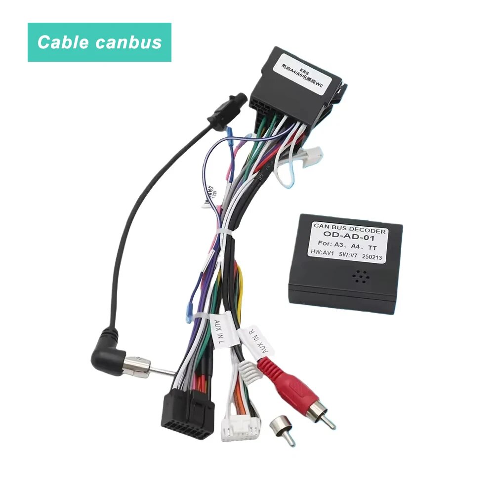Адаптер жгута проводов CAN-шины декодера 16-контактный разъем RCA аудио автомобильный Android головное устройство проводка кабель для Audi A3 8P A4 B7 Cable Canbus