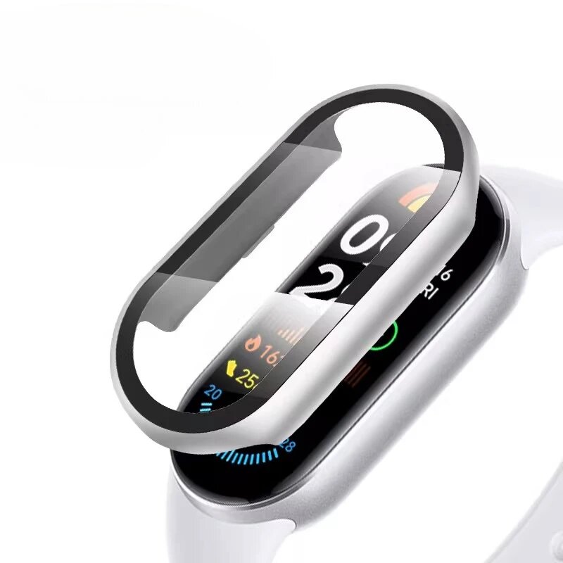 Защитное стекло и чехол для Mi Band 8, серебристый