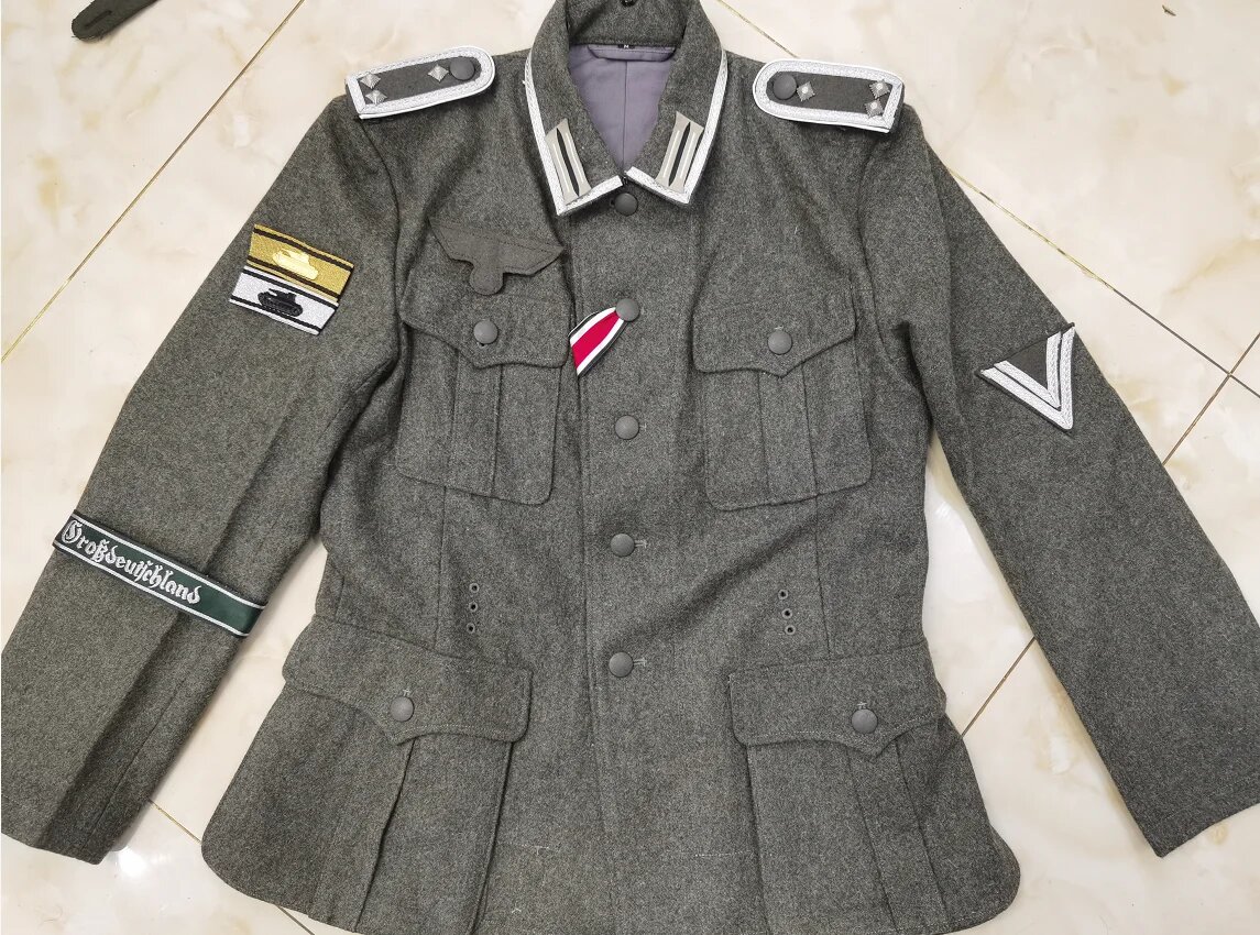 Репродукция немецкой военной формы EM M40 серые зеленые хлопковые туники L, Master Sergeant jack