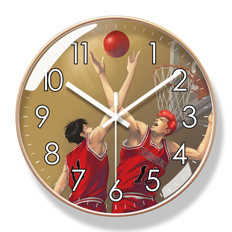 Горячая распродажа8062 Настенные часы для гостиной, часы Slam Dunk, бесшумные часы, настенные часы, современные бесшумные часы с длинным сроком службы батареи, кварцевые часы