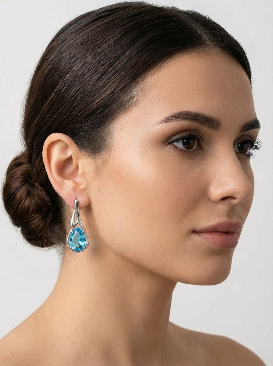 Серьги, серебро, 925 проба, топаз