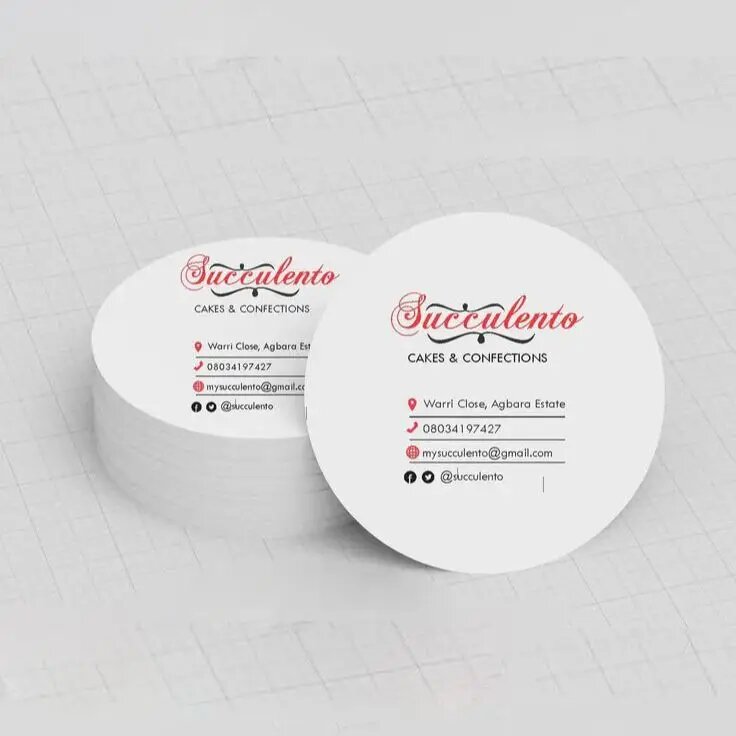 Круглая визитка с логотипом 5cm 100pcs one side, Pearlescent card