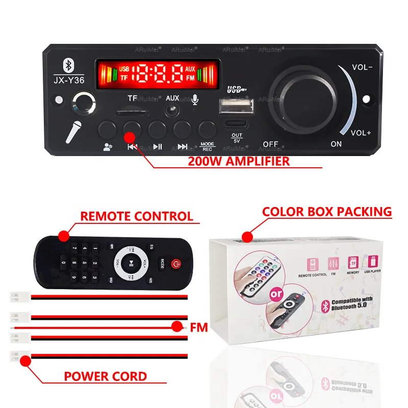 ARuiMei Bluetooth 5 MP3 плеер 200W