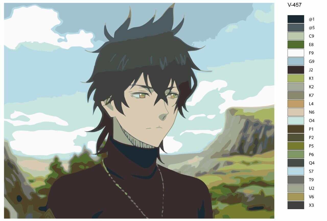 Картина по номерам V-457 "Аниме Черный клевер 2 (Black Clover ). Юнона (Yuno)", 40x50 см