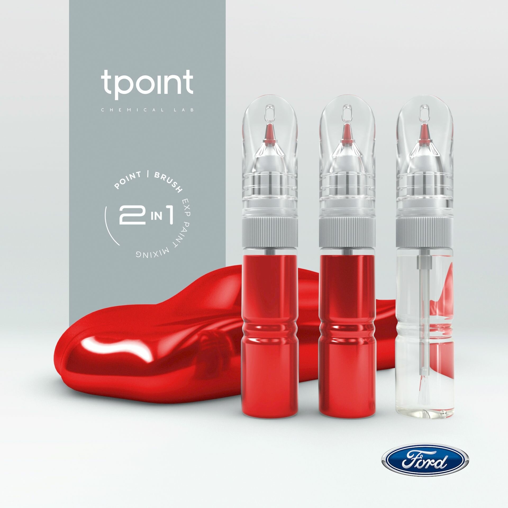 Набор - штрих-корректоров для FORD F-450/F-550 "RUBY RED PEARL", код цвета: DSTEWTA, (DSTE, 7283, RR, 5R), штрих-корректор от сколов и царапин, 20мл+20мл+20мл