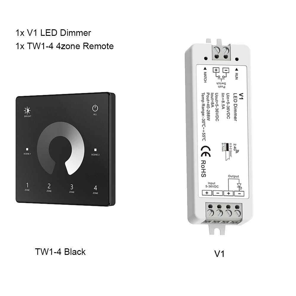 CENFAYA беспроводной диммер V1 для светодиодной ленты 1xV1 1x TW1-4(B) KIT
